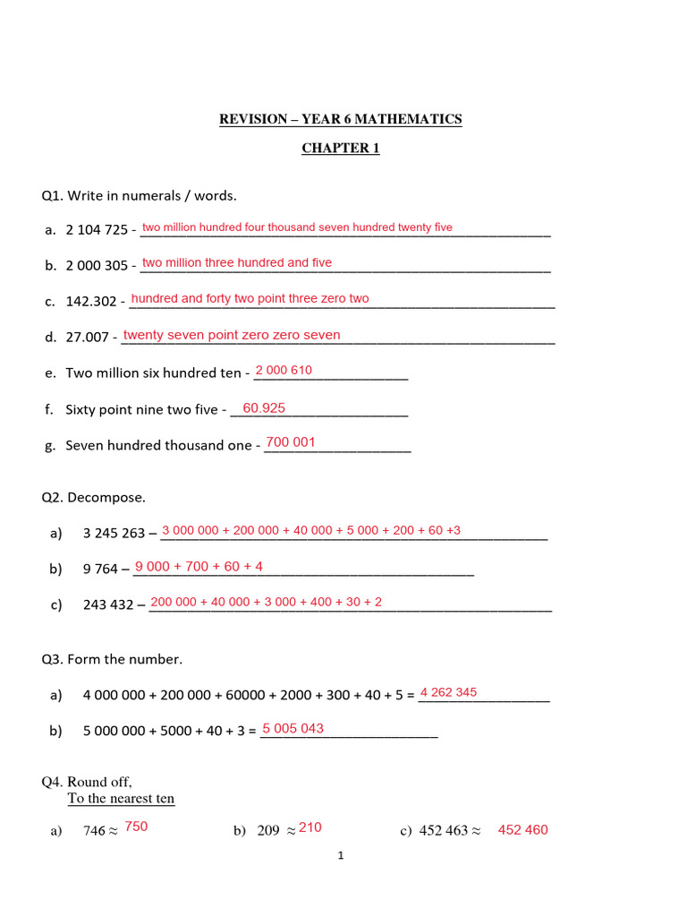 Year 6 Math Revision Guide | PDF | Mathematics