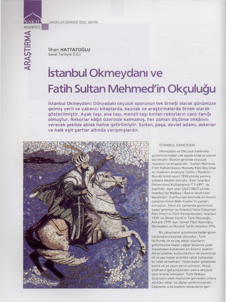 Istanbul Okmeydani Ve Fatih Sultan Mehmedin Okculugu | PDF