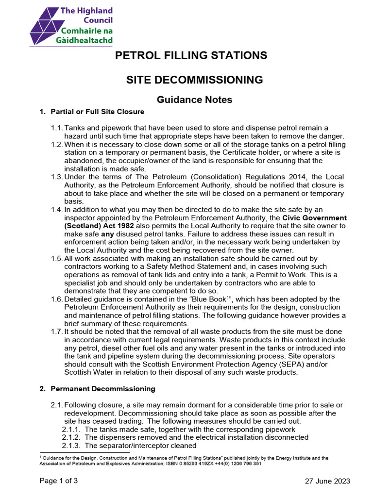 Petrol Station Decommissioning | PDF | Filling Station | Gasoline