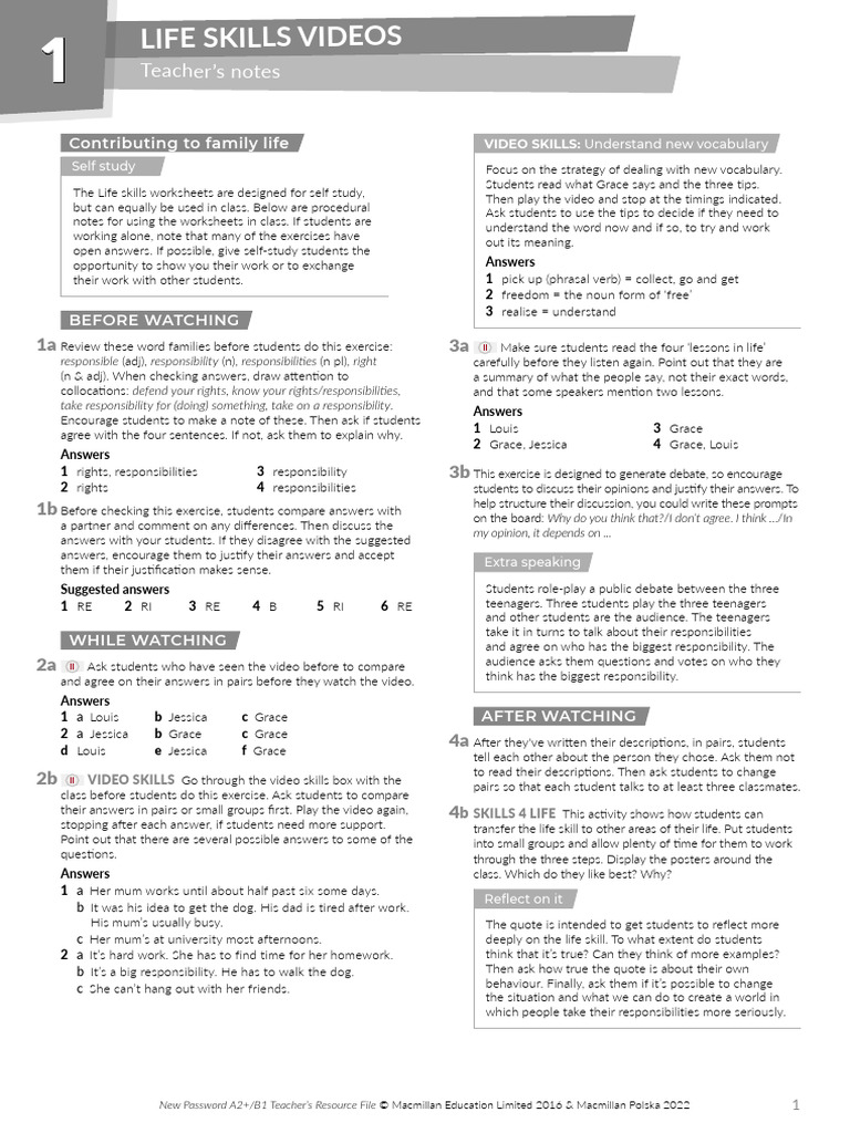 NP A2+ B1 Life Skills Videos TN | PDF | First Aid | Linguistics