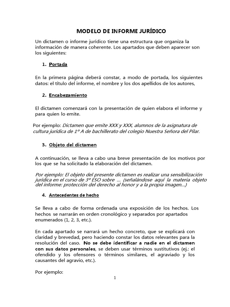 Modelo de Informe Jurídico. | PDF | Caso de ley | Justicia
