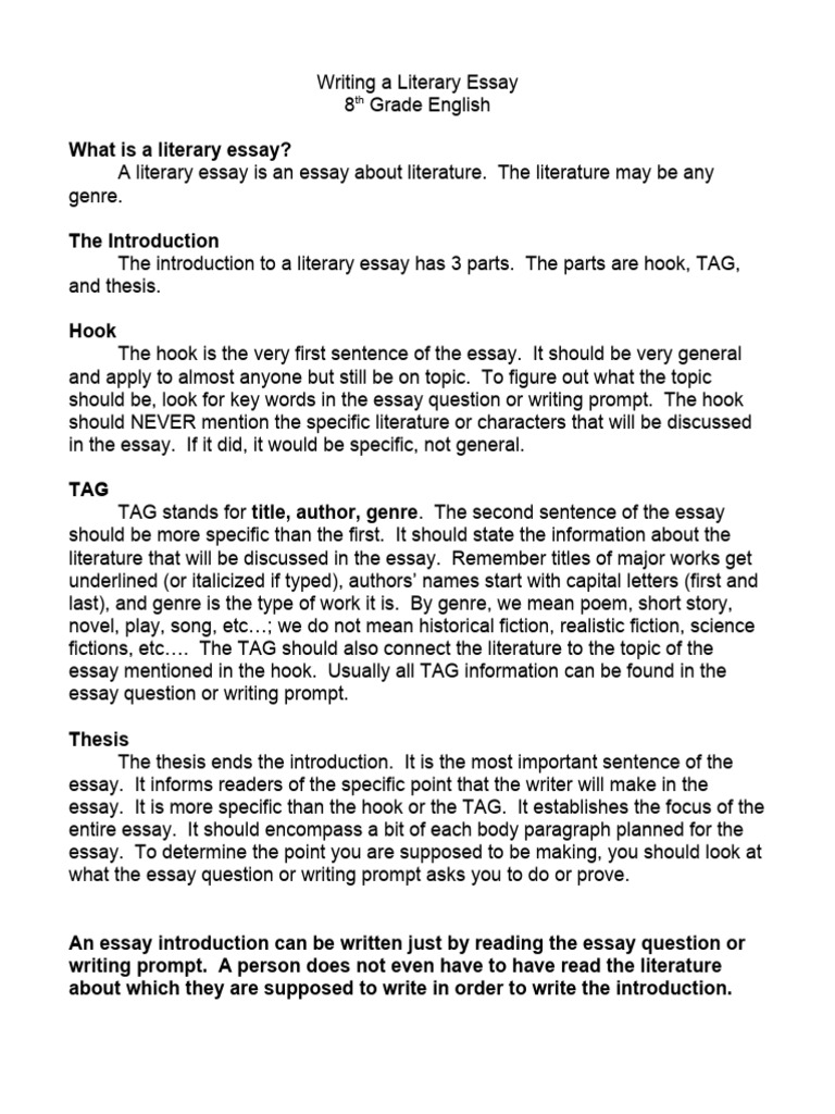 Guide to Writing a Literary Essay | PDF | Essays | Question