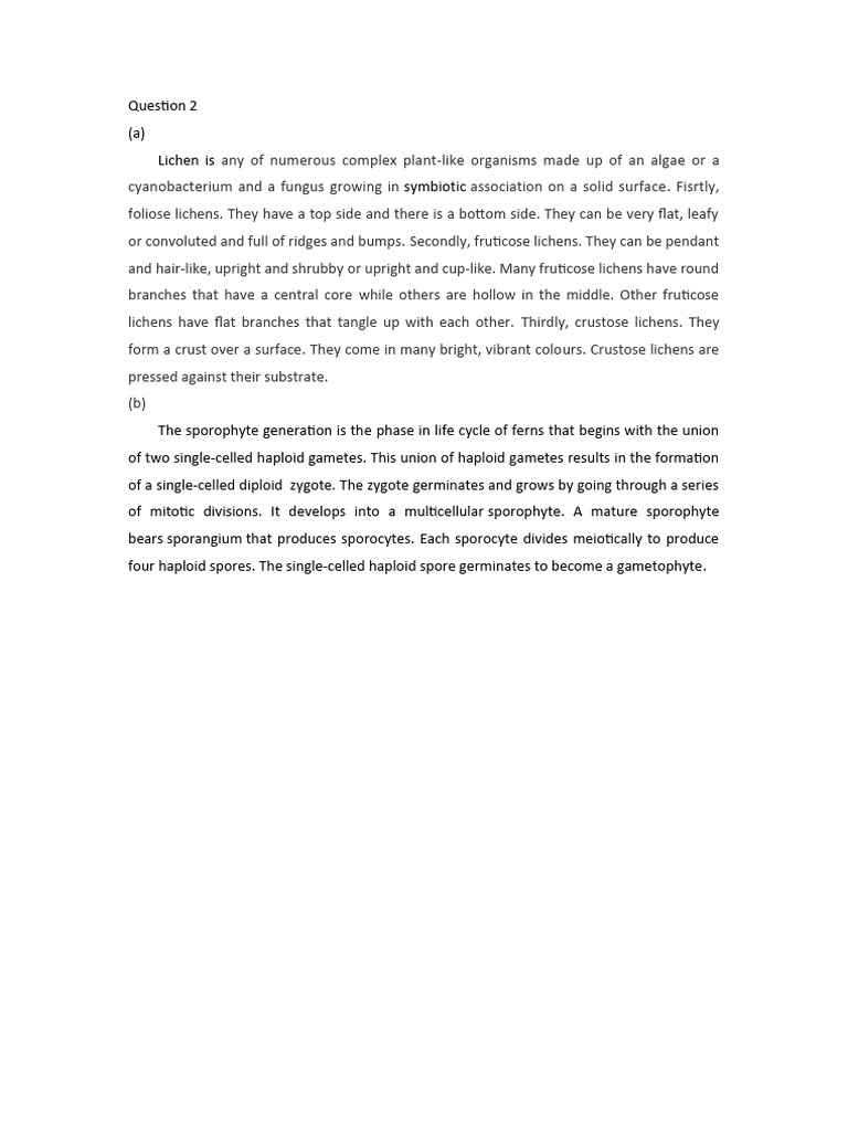 Test - Bio320 - Nurul Syahida | PDF | Spore | Biological Interactions