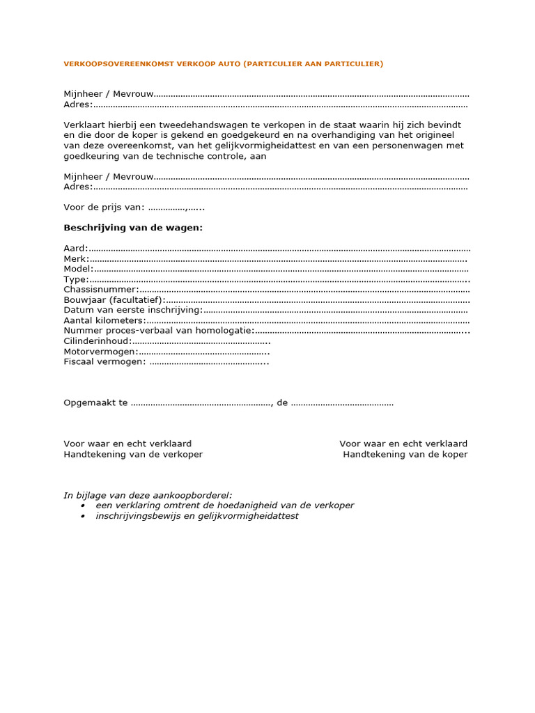 Factuur Verkoop Auto Par A Par 2 | PDF