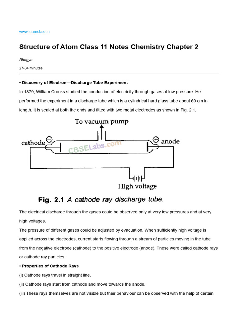 Structure of Atom Class 11 Notes Chemistry | PDF | Atomic Orbital ...