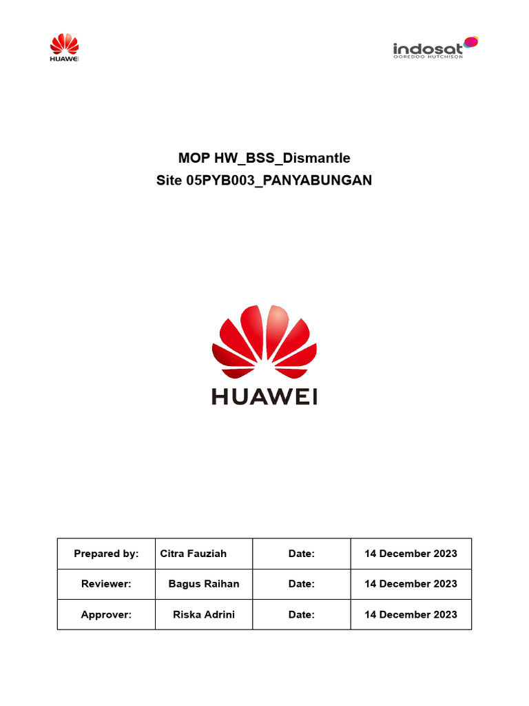 MOP Dismantle 05PYB003 - PANYABUNGAN - MOP NEW | PDF | Formal Verification | Verification And ...