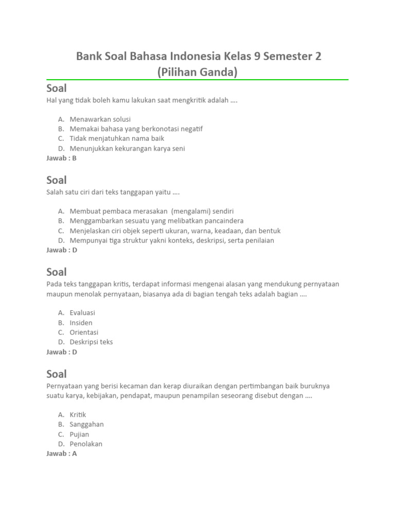 Bank Soal KLS 9 Genap | PDF | Karier & Perkembangan