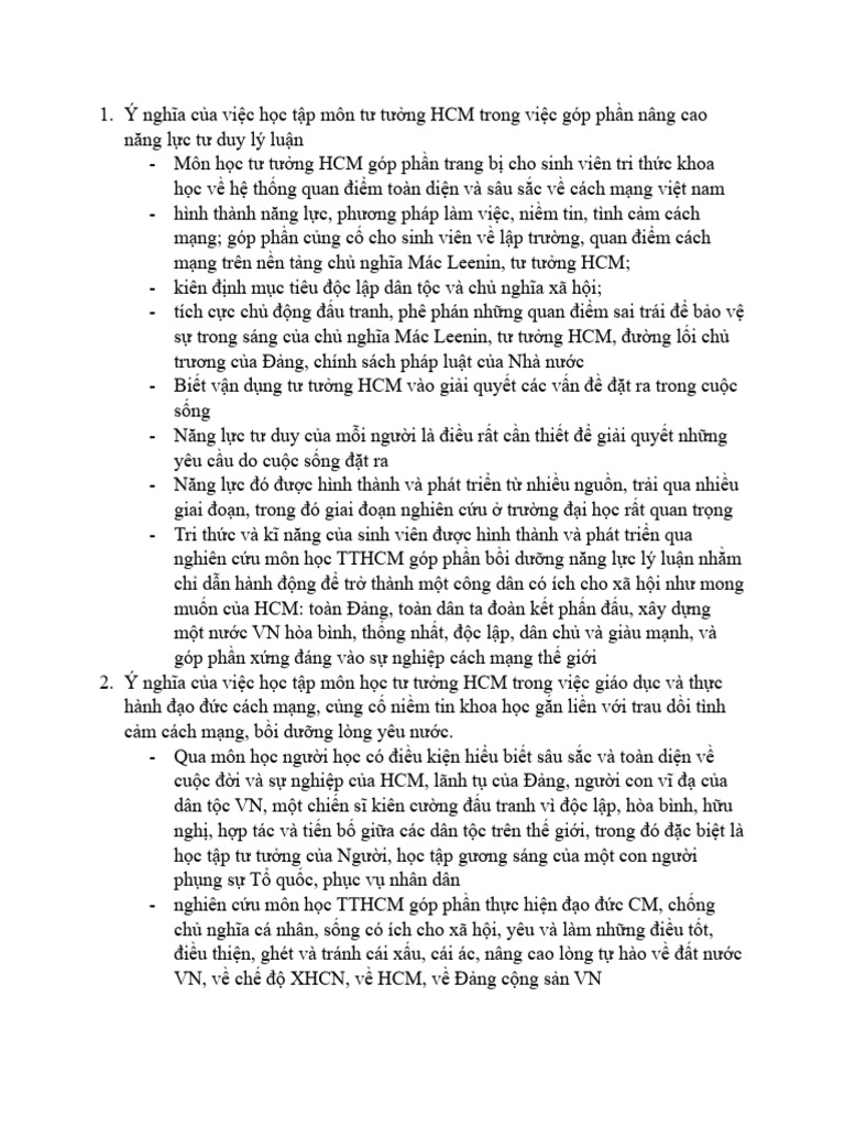 Đề cương TTHCM | PDF