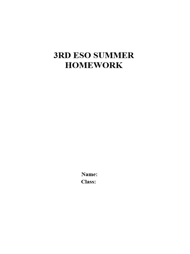 3rd ESO Summer Homework | PDF | Cost Of Living | Perfect (Grammar)