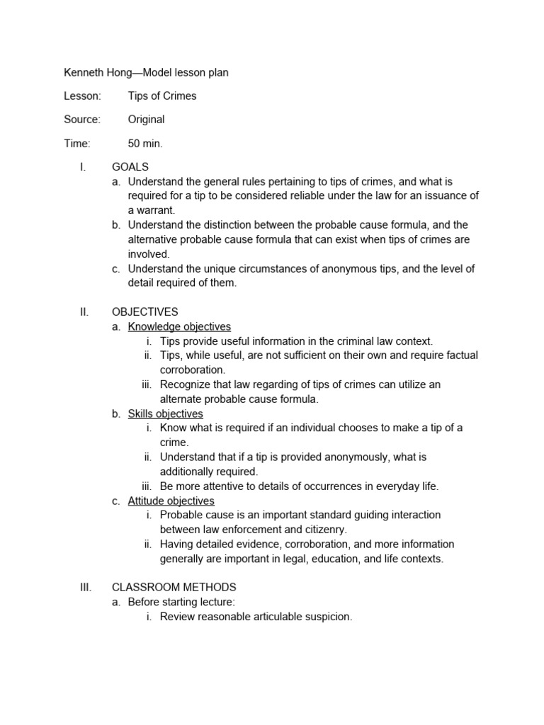 Crime Tips | PDF | Illinois V. Gates | Probable Cause