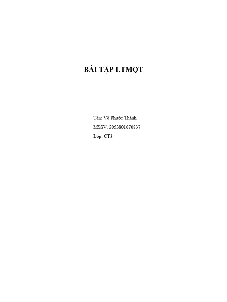 BÀI TẬP LTMQT | PDF