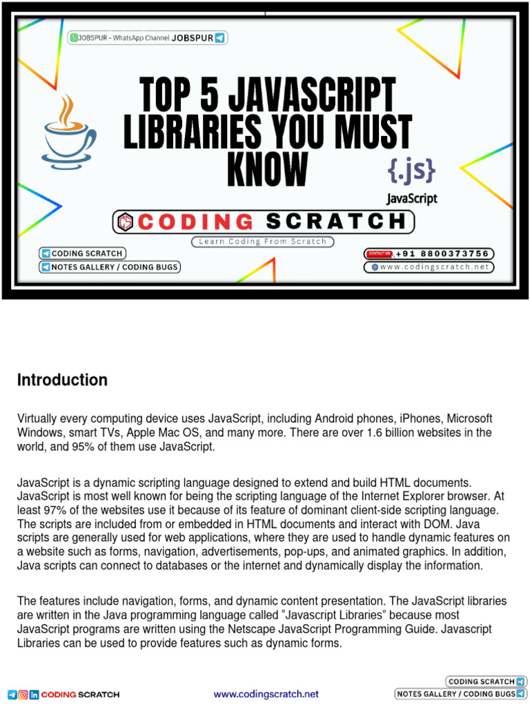 Js Library | PDF | Java Script | Dynamic Web Page Js Library | PDF | Java Script | Dynamic Web Page