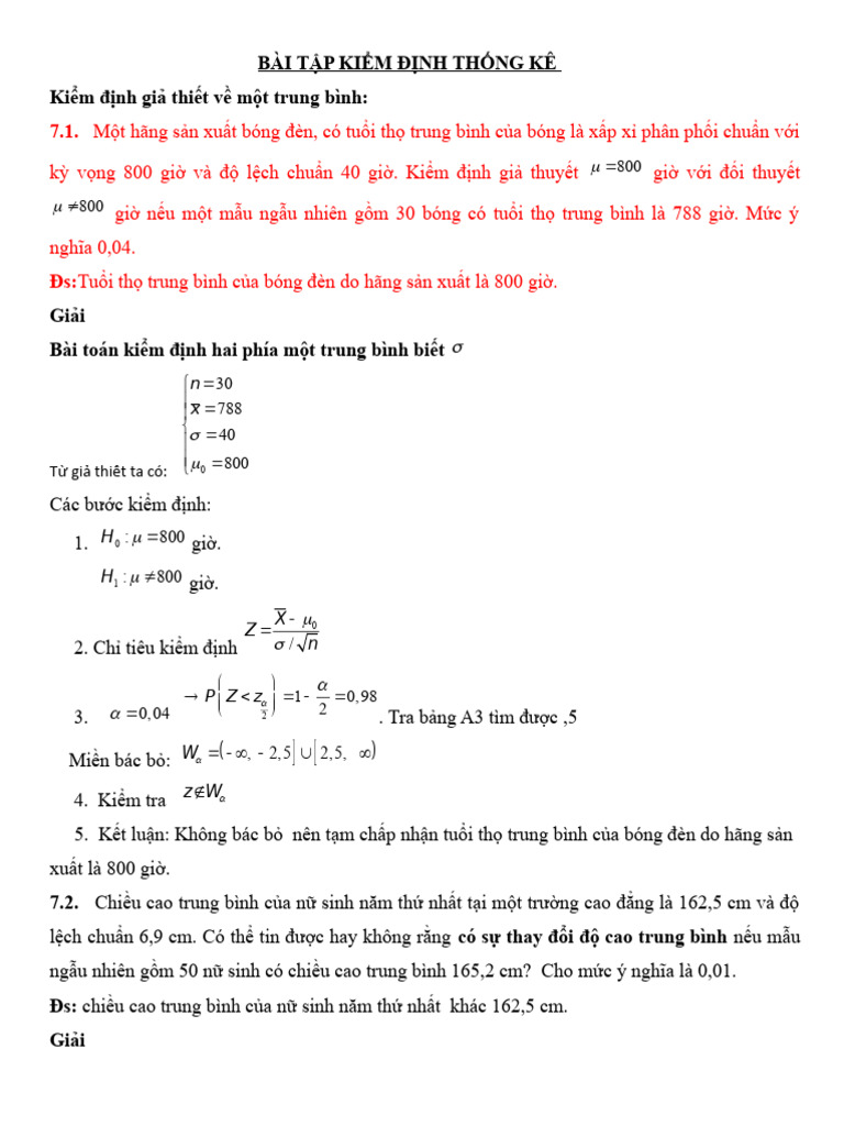 XSTK BT 89 Huong Dan Giai | PDF