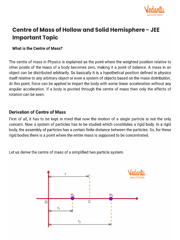 Centre of Mass of Hollow and Solid Hemisphere | PDF