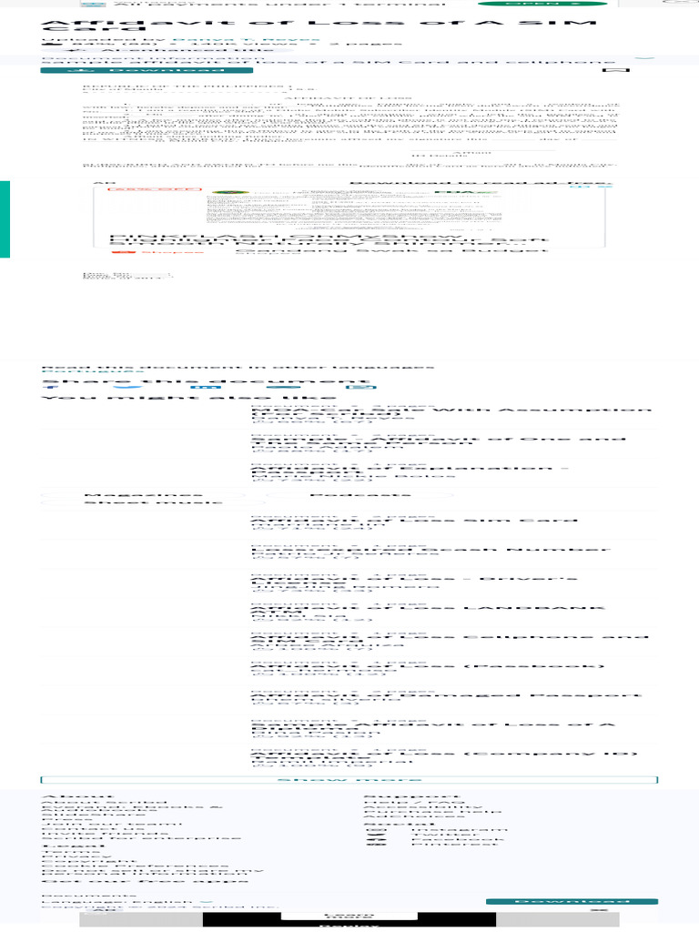 Affidavit of Loss of a SIM Card PDF Mobile Ph… | Download Free PDF | Digital Technology | Internet
