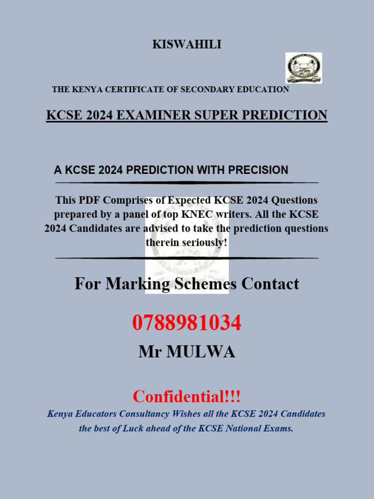 Kis Kcse 2024 Super Prediction | PDF
