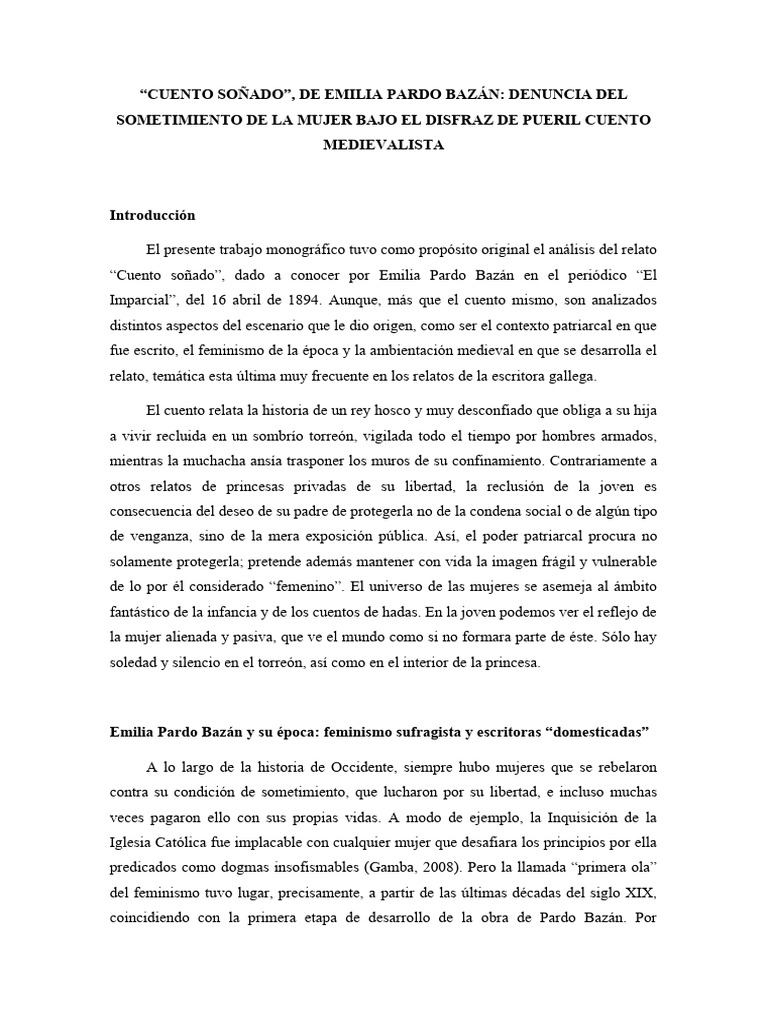 "Cuento Soñado", de Emilia Pardo Bazán .Denuncia Del Sometimiento de La ...