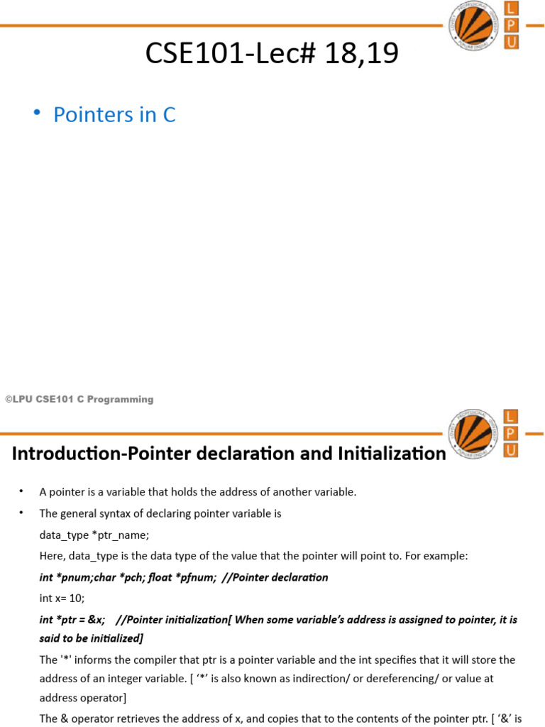 Pointers Part 1 Pdf Pointer Computer Programming Integer Computer Science 