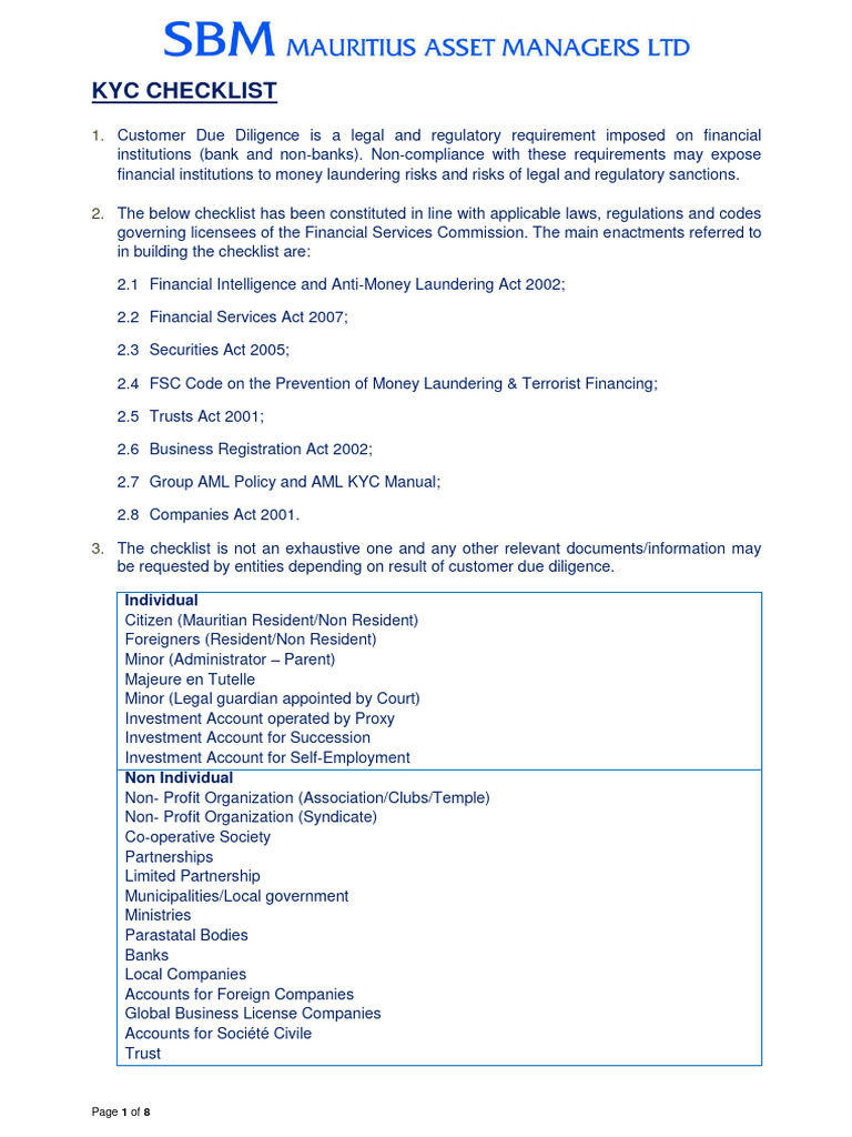 3(b) SBMH Bond KYC Checklist | PDF | Banks | Business