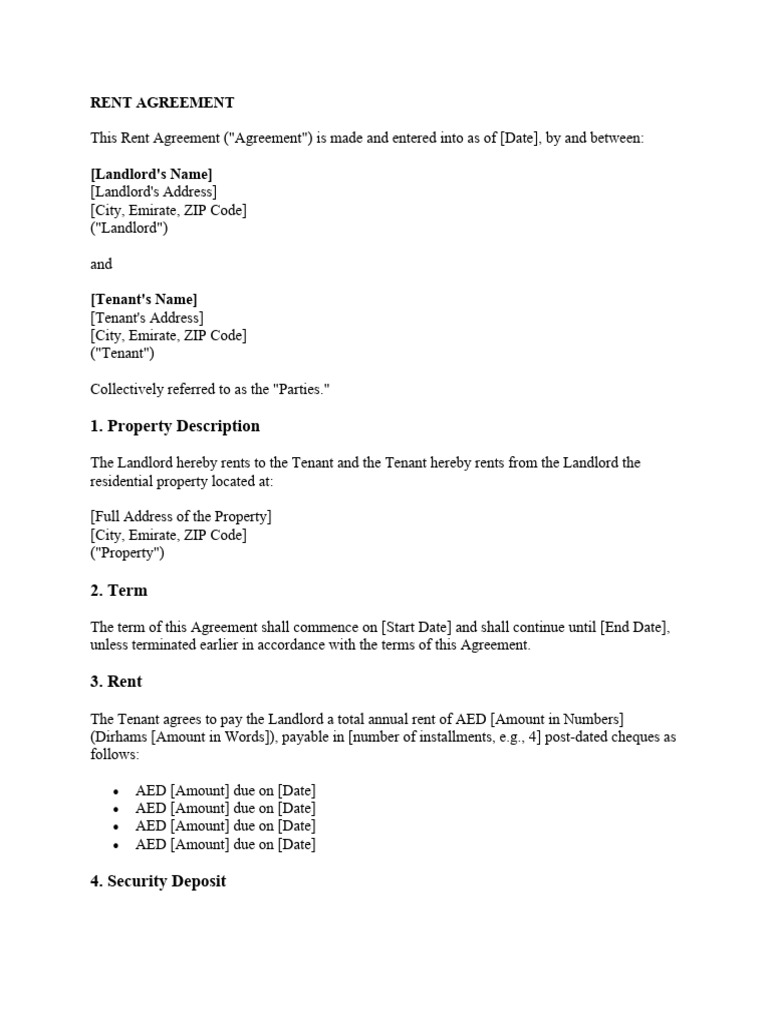 Rent Agreement UAE | Download Free PDF | Leasehold Estate | Landlord