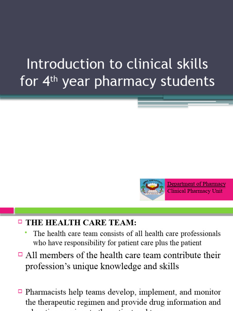 Introduction to Clinical Skill | PDF | Pharmacy | Patient