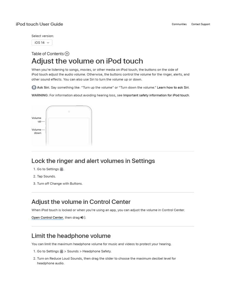 Adjust The Volume On Ipod Touch - Apple Support (UK) | PDF | I Pod | I ...