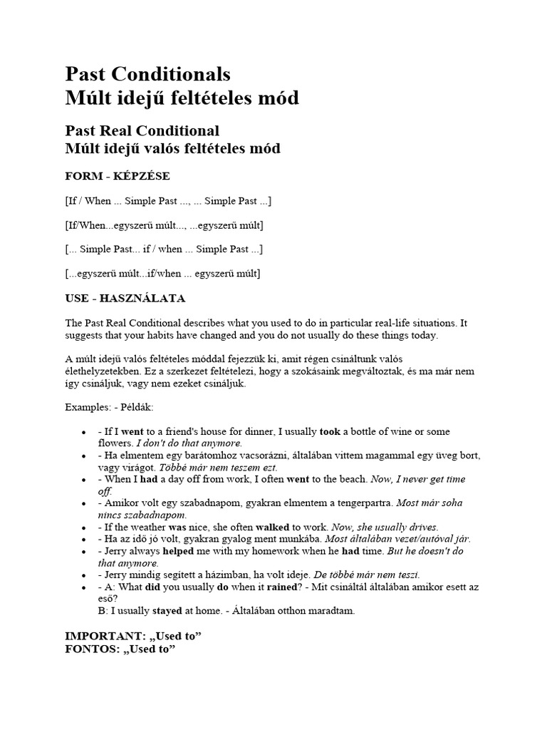 Past Conditionals | PDF