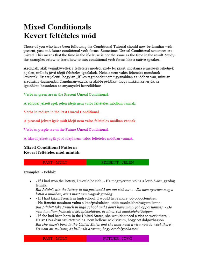Mixed Conditionals | PDF