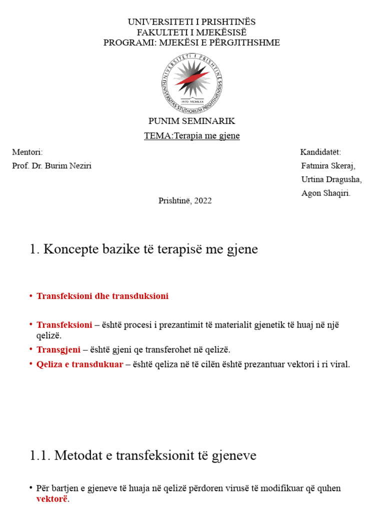 Terapia Me Gjene Mjekesi Transfuzive | PDF