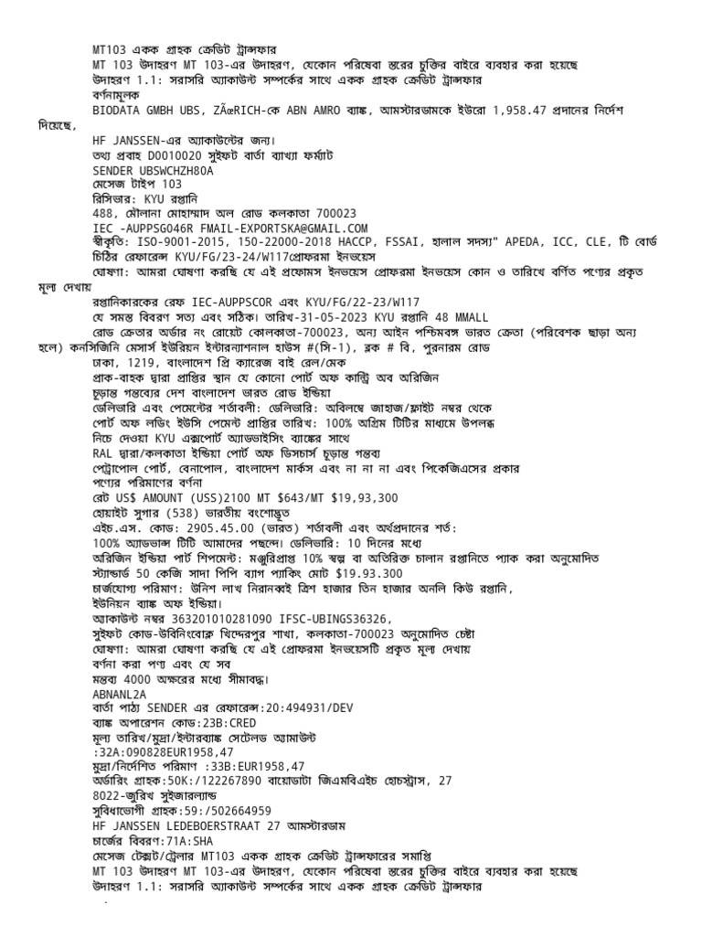 Valed TXT-MT103 | PDF