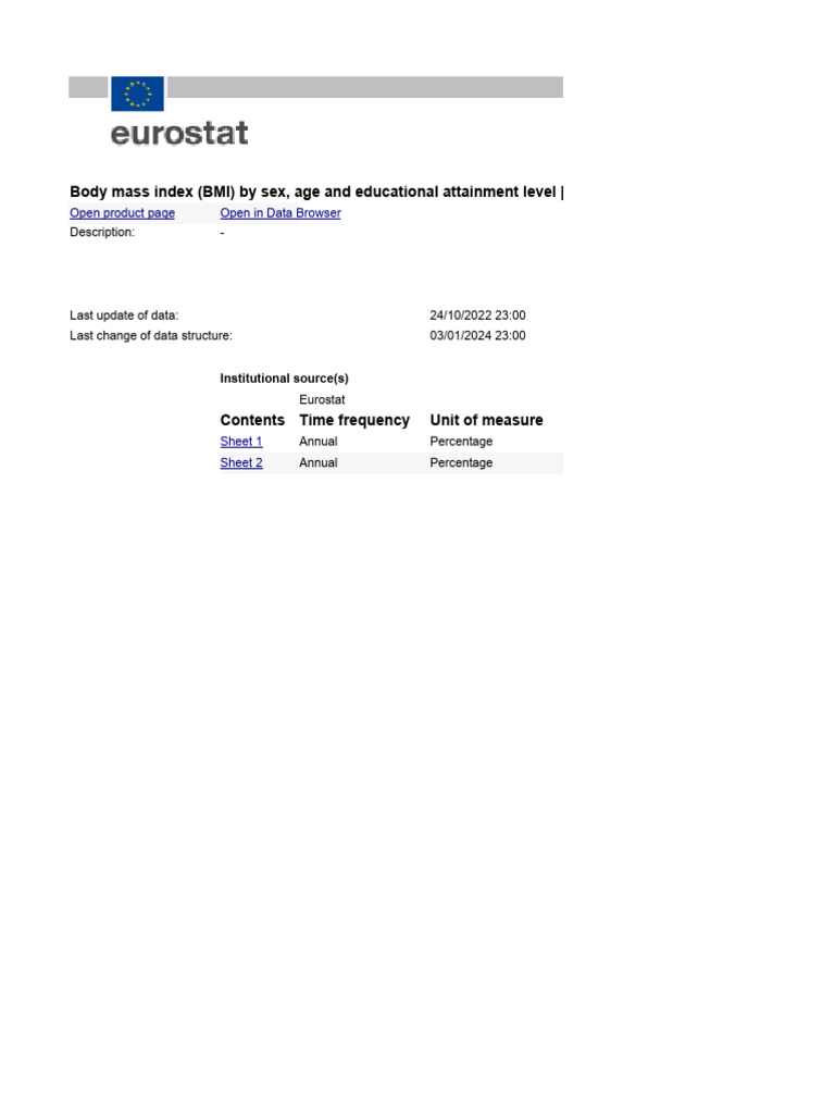 BMI EU Index | PDF | Body Mass Index | European Union