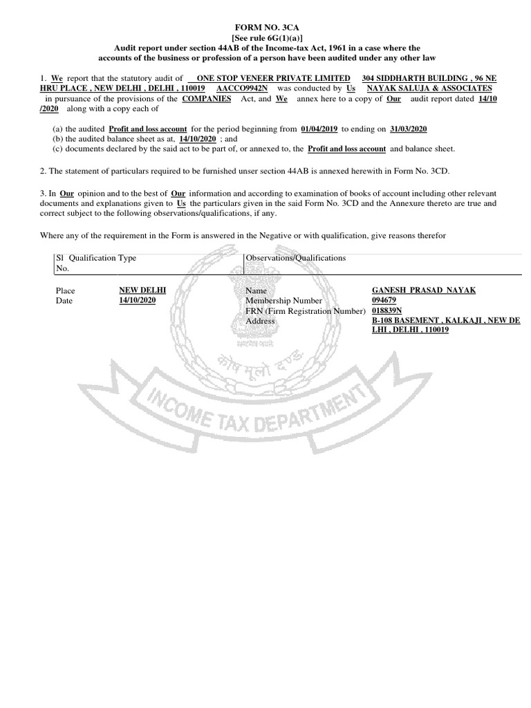 Form F3CA-3CD - Filed Form | PDF | Cheque | Payments