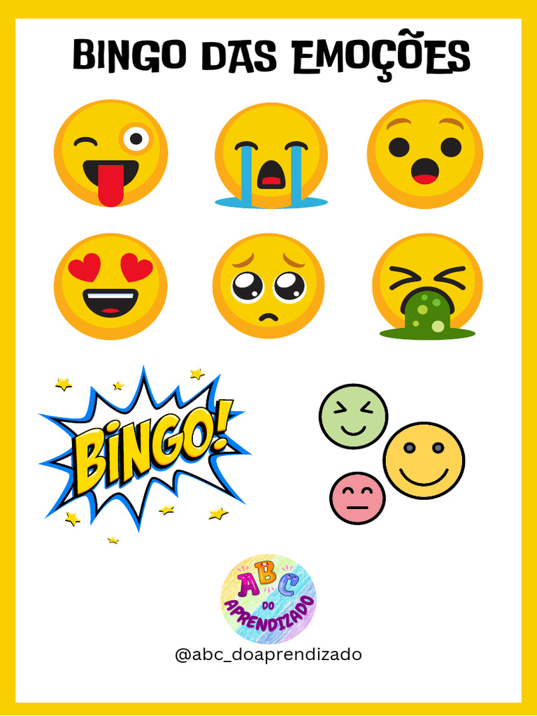 Bingo Das Emoções | Download grátis PDF | Emoções | Psicologia