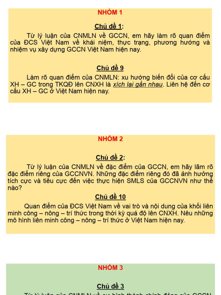 Phân chủ đề thảo luận Nhóm 1 - Nhóm 8 | PDF