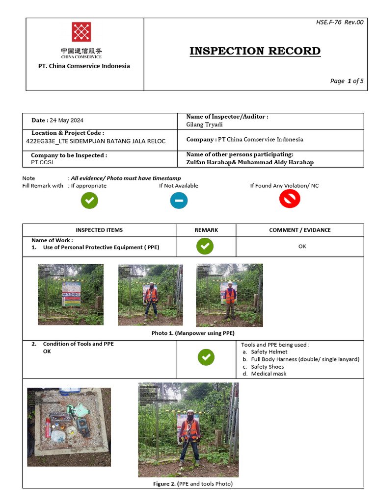76. QHSE. F-76 Site Inspection Record _SUM-SU-PSP-1026-24 May ...