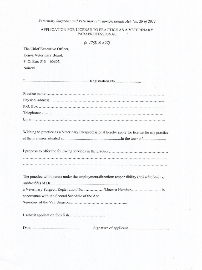 Licence To Practice Form - Paraprofessionals | PDF