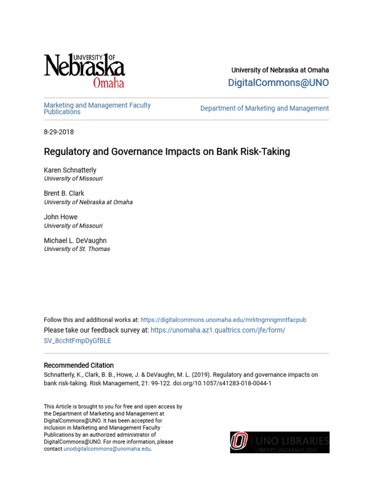 Regulatory and Governance Impacts On Bank Risk-Taking | PDF | Banks ...