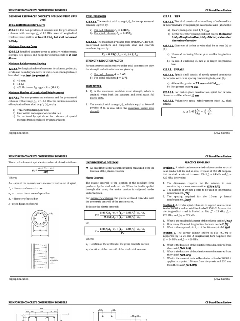 Kippap Handout Sec 38 RCD Columns | PDF | Building Materials | Building Technology