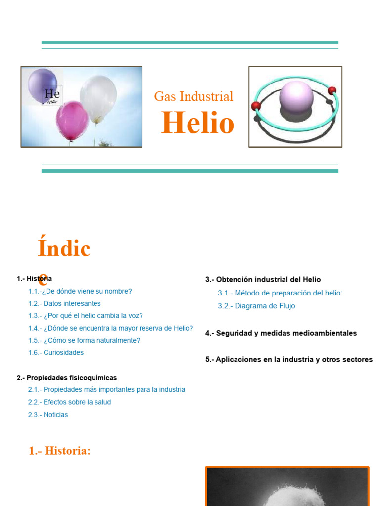 Usos y propiedades del helio en la industria | PDF | Helio | Gases