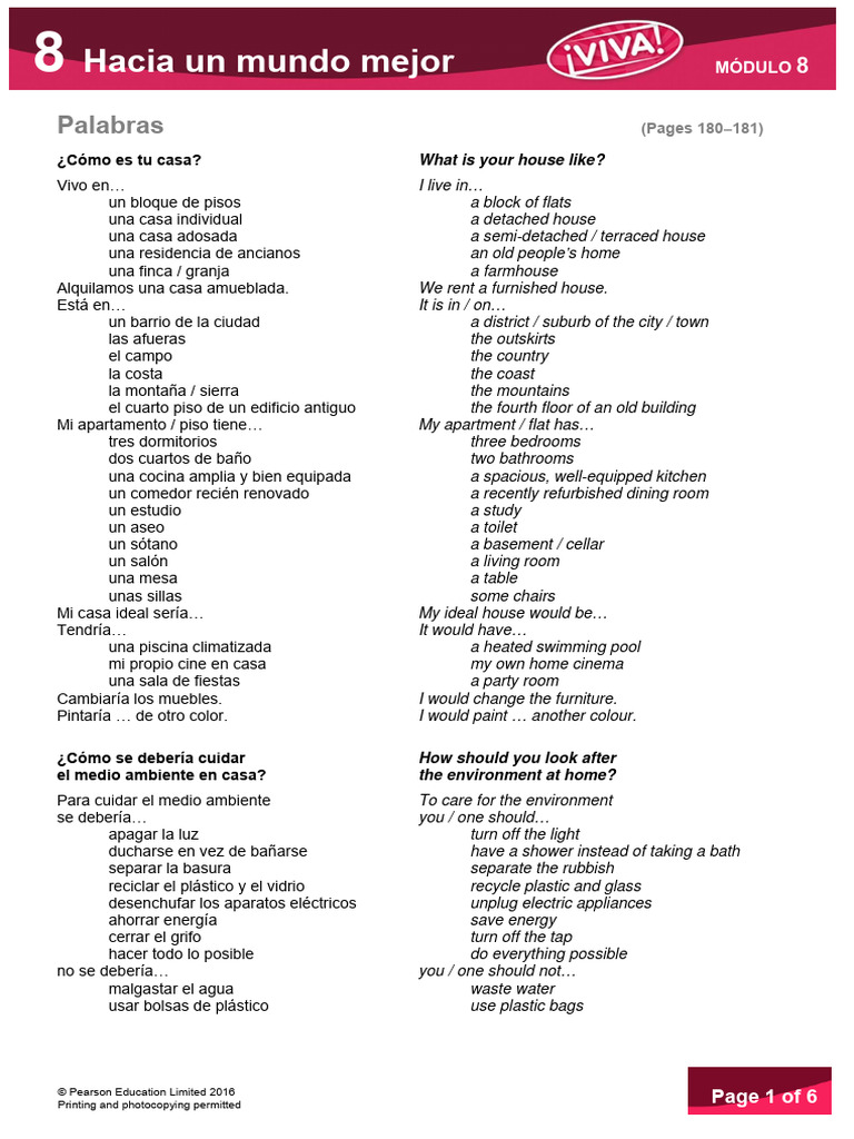 GCSE Spanish - Modulo 8 Vocab | PDF | Veganismo
