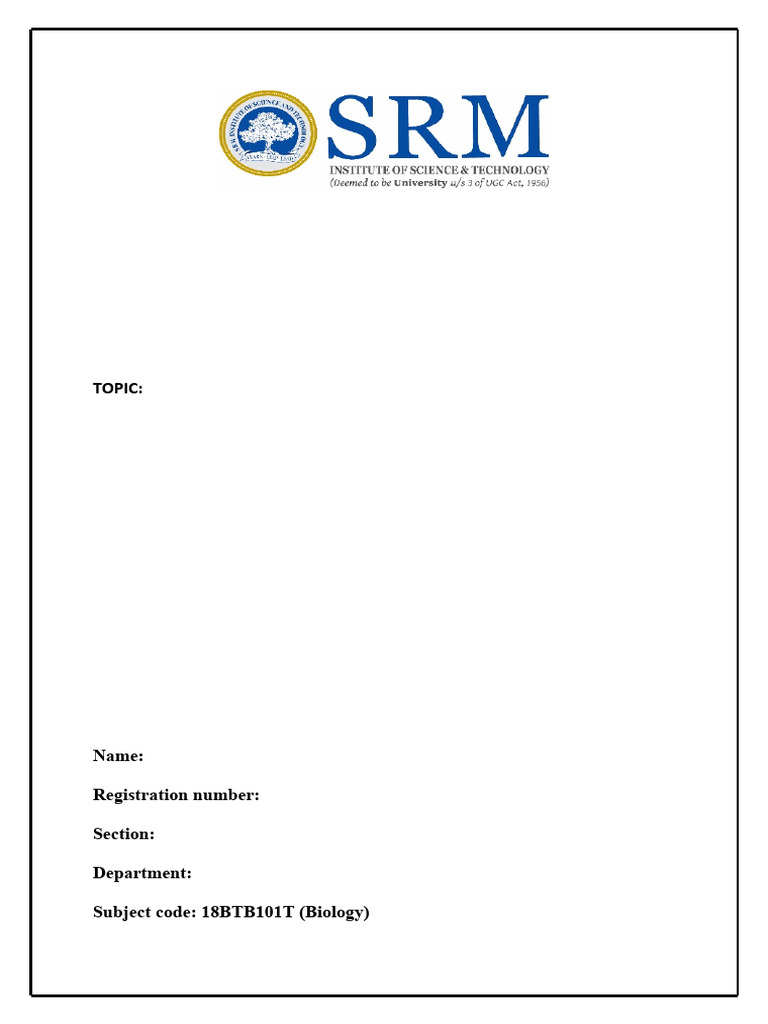 Assignment front page srm | PDF