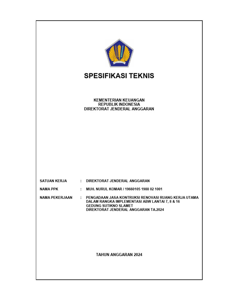 3KAK Renovasi Ruang Kerja Utama Dalam Rangka Implementasi Abw Lantai 7 8 16 Gedung Sutikno ...