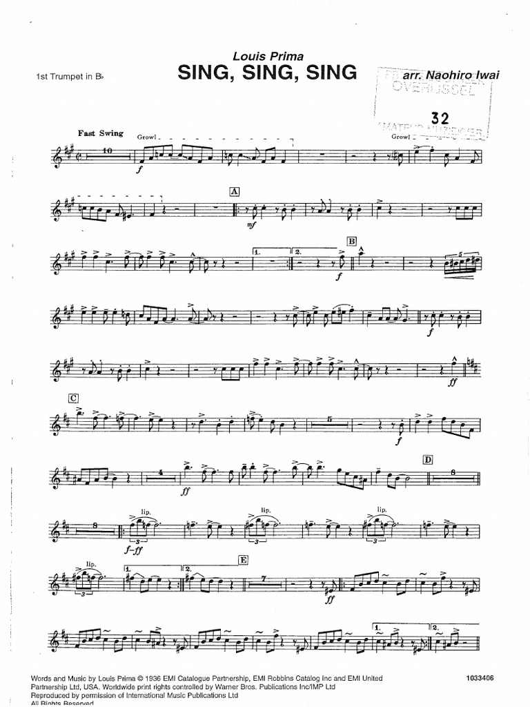 Sing Sing Sing (1st Trumpet) | PDF