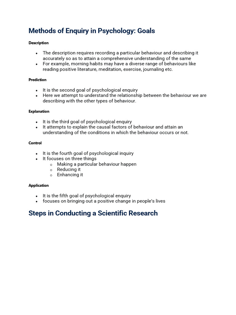Methods of Enquiry in Psychology | PDF | Psychology | Inquiry