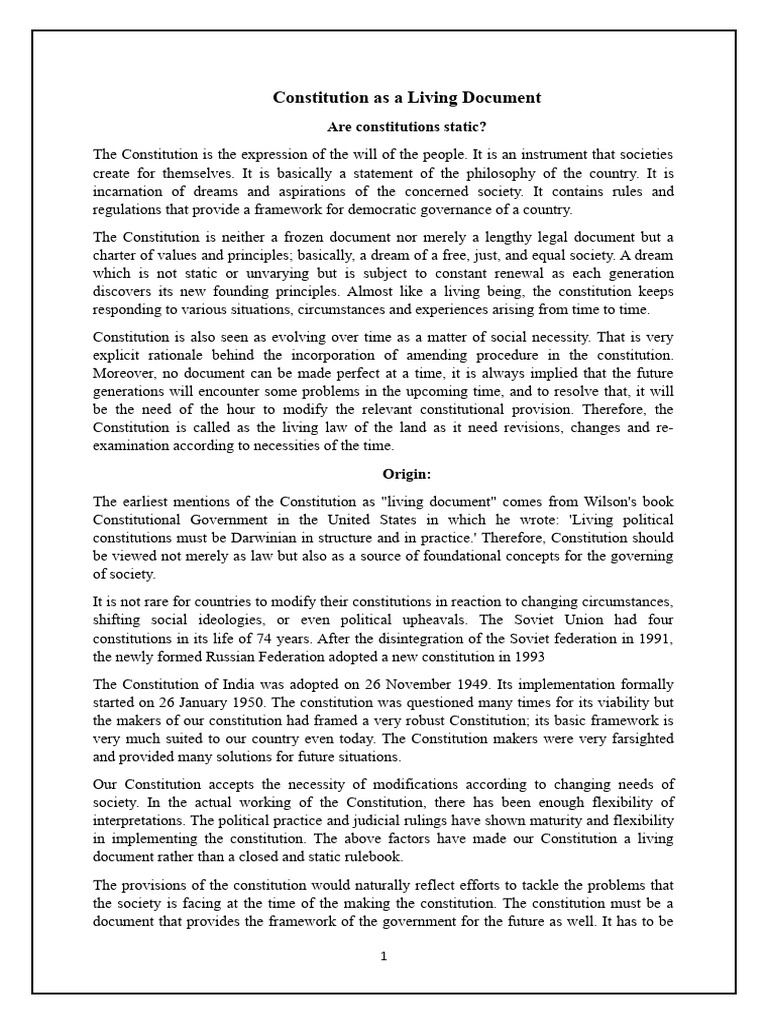 Constitution As A Living Document 11 | PDF | Separation Of Powers ...