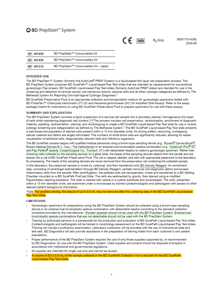 BD PrepStain System 2020 | PDF | Cytopathology | Medical Specialties