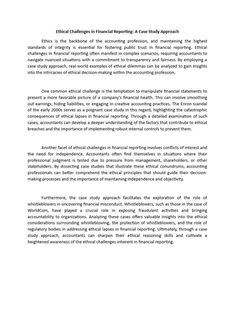 Ethical Challenges in Financial Reporting | Download Free PDF ...