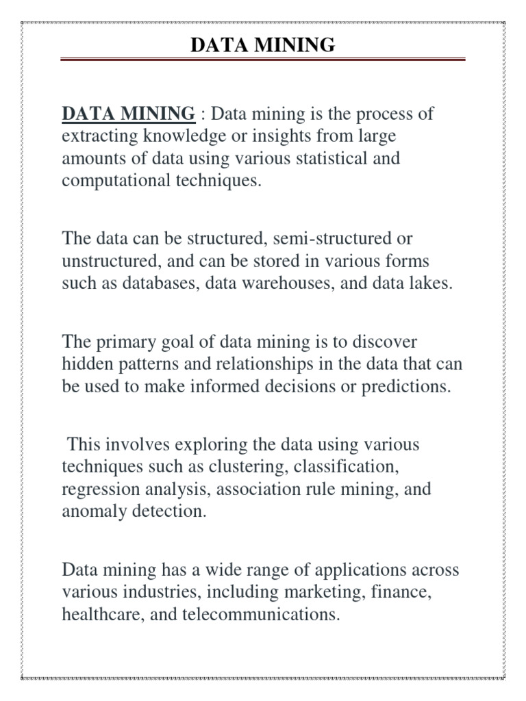 Fundamentals of Data Science Unit 1 | PDF | Data Mining | Cluster Analysis