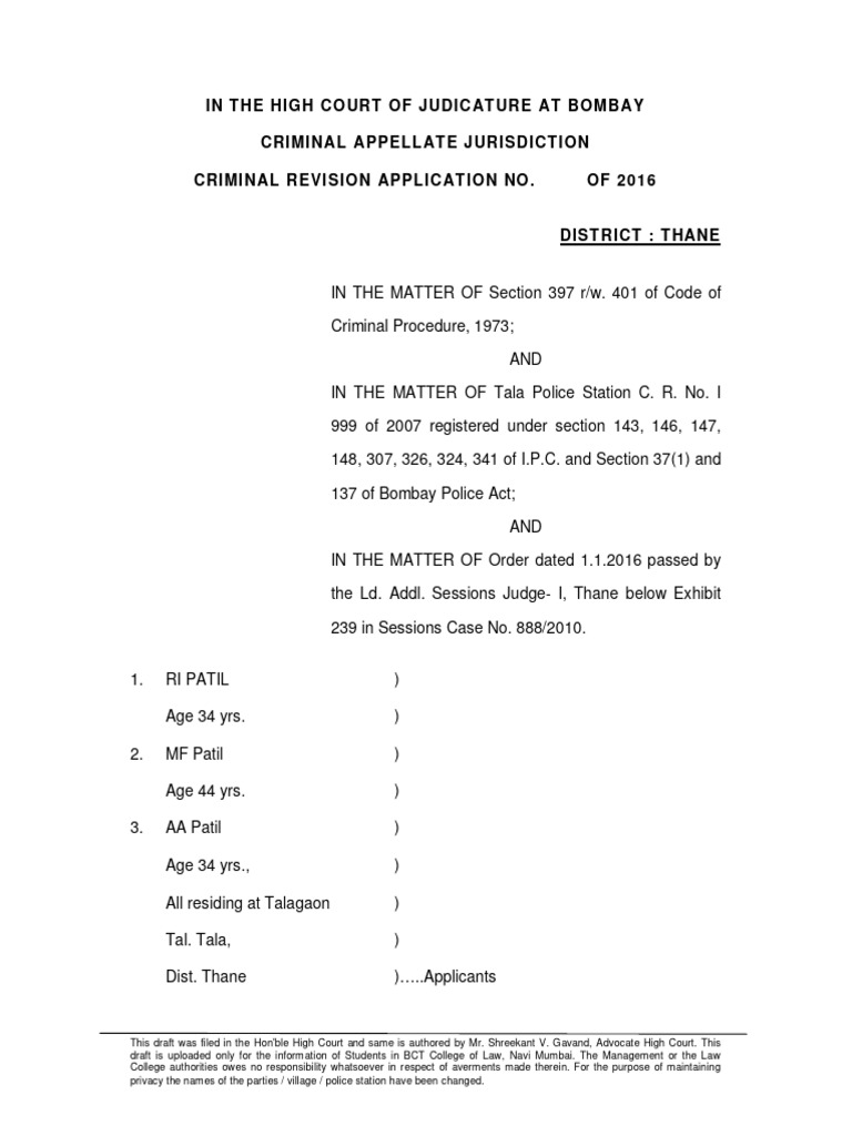 Cri Revn Appln Against Rejection of Discharge Appln | PDF | Criminal Procedure In South Africa ...