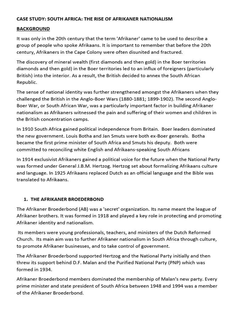 Rise of Afrikaner Nationalism Notes | PDF | South Africa